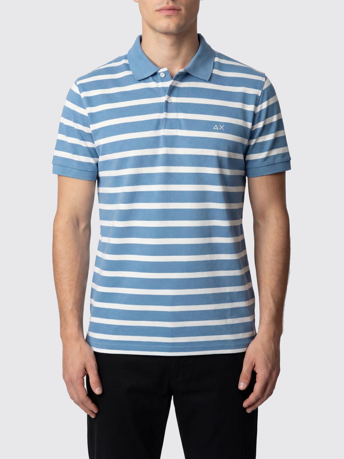 SUN 68 striped cotton polo shirt with logo